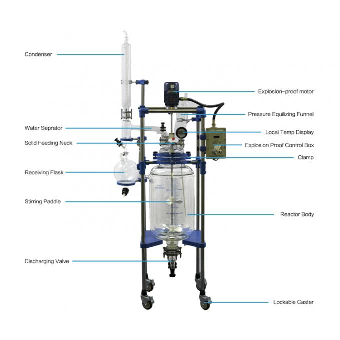 reactor químico del reactor del laboratorio 5L del lote de cristal ...